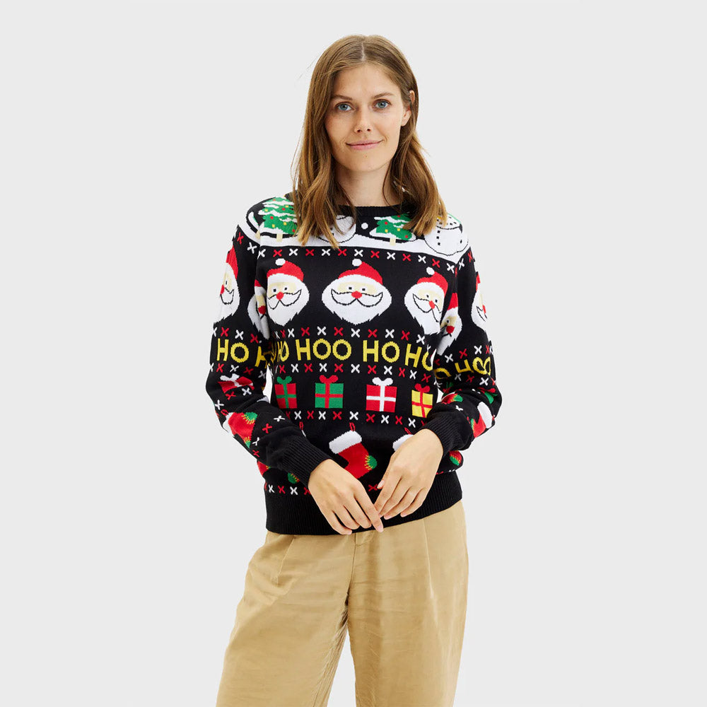 Organic Cotton Womens Christmas Jumper Santa Gifts Snowmen – Christmas ...