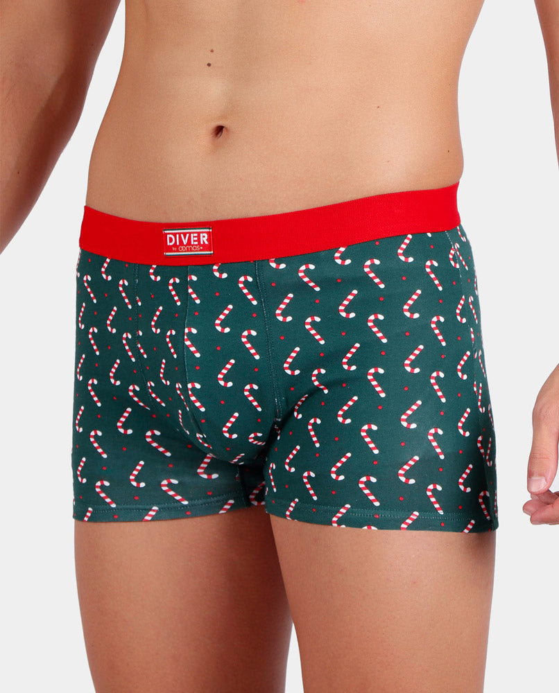 Green Mens Christmas Boxer with Candy Canes – Christmas Jumper Shop